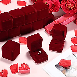 BBTO 36 Pieces Velvet Ring Box for Wedding Ceremony Engagement Ring Box Gift Wedding Ring Box Jewelry Boxes Display Box for Proposal Ring Case for Wedding Engagement Birthday Anniversary(Red)