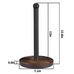 Snughome Paper Towel Holder Stand with Heavy Duty Wood Base, Standing Paper Towel Roll Dispenser Paper Hanger Rack for Kitchen Countertop Fits Standard and Jumbo Size Paper Towels