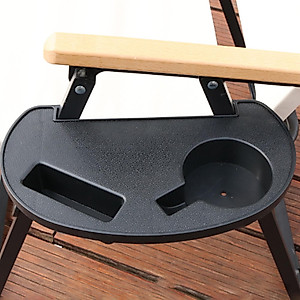 Foldable Reclining Chair Tray, Organizer Snack Tray, Clip on Chair Table Lounge Chair Cup Holder for Fishing Beach Pool Folding Reclining, Black