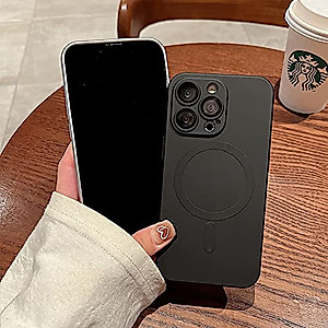 Fycyko Phone Case for iPhone 13 Pro Max Magnetic Case [Adaptation with Magsafe] Slim Silicone Soft Smooth Design for iPhone 13 Pro Max 6.7'' with Camera Protector-Black