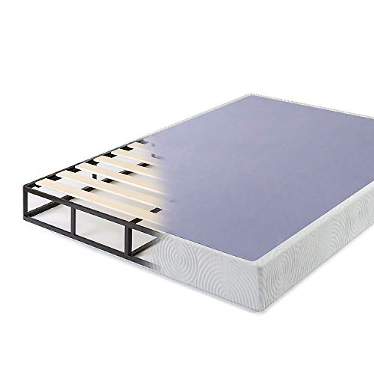 ZINUS Metal Box Spring with Wood Slats, 7.5 Inch Mattress Foundation, Sturdy Steel Structure, Easy Assembly, California King