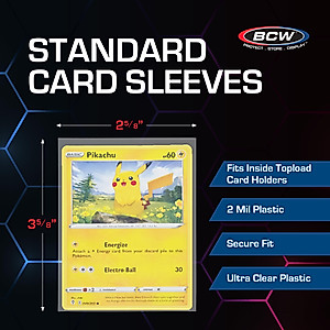 BCW 100 Top Loaders + Penny Sleeves | 100 Each: Trading Card Sleeves & Toploaders for Cards | for Your TCG, Pokemon, MTG Cards, Ultra Clear Baseball Card Protectors. for Pro Collectors and Hobbyists