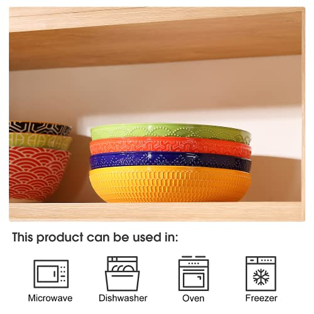 Metahom Ceramic Pasta Bowls, 40 Oz Large Salad Bowls, 8.75'' Colorful Serving Bowl Set for Pasta, Salad, Soup, Set of 4