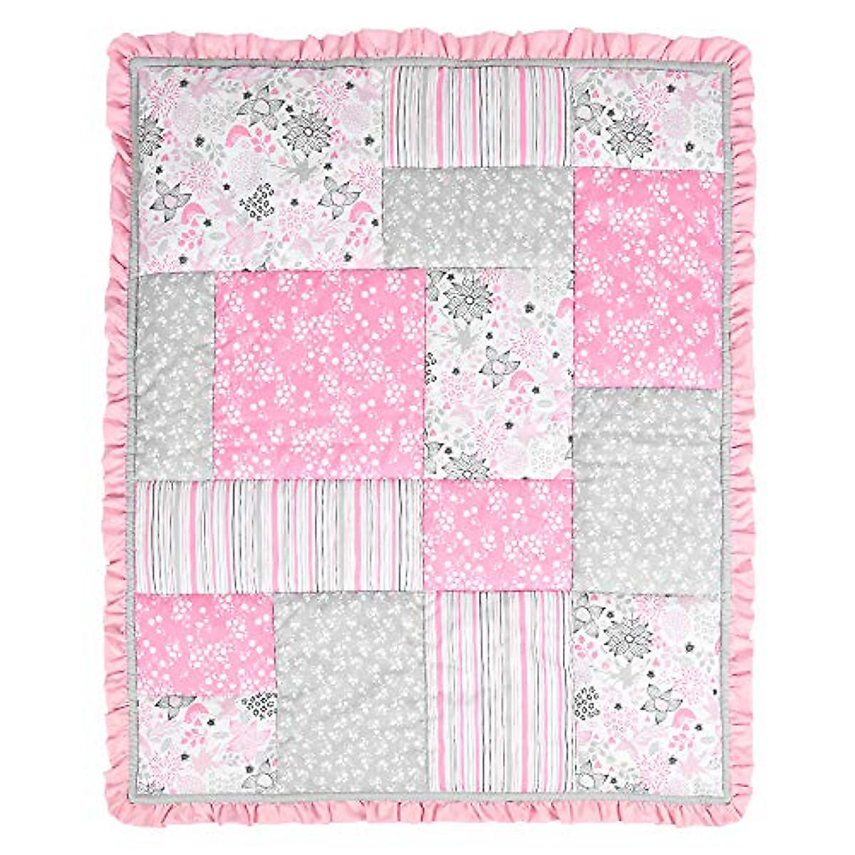 KIDDOS 3-Piece Baby Crib Bedding Set for Girls| Luxury Microfiber |Baby Crib Bedding Sets Include Comforter, Crib Sheet and Bed Skirt |Pink Dream