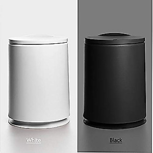 HANAMYA 10 Liter / 2.6 Gallon Cylindrical Trash Can with Press Top Lid, Round Garbage Bin, for Home, Office, Bathroom, Black