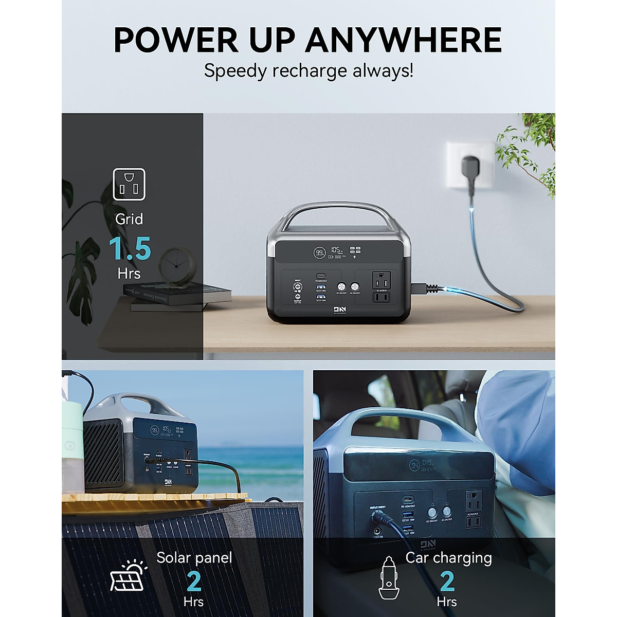 DaranEner Portable Power Station 56000mAh, 179.2Wh LiFePO4 Battery Backup w/ 2 300W (Peak 600W) AC Outlets, 1.5hrs Fast Charging, Power Bank for Hurricane Emergency/Outdoor Camping/RVs/Home Use