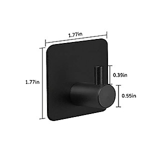 MESTPURER Heavy Duty Stick on Adhesive Wall Hooks for Hanging Towels, Waterproof Stainless Steel Sticky Hooks for Bathroom Shower Kitchen Bathroom Home Door, 4 Packs Black (Black)
