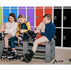 AdirOffice Large School Locker with 3 Doors 3 Hooks Storage Locker - Metal Storage Locker Cabinet Ideal for School, Garage, Office Lockers - (3 Door, Red)