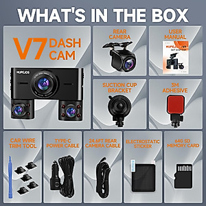 HUPEJOS V7 64G Dash Cam with CPL Filter Circular Polarizing Lens