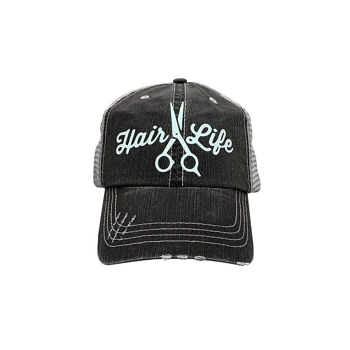 r2n fashions Hair Life Women's Hair Dresser Hair Stylist Trucker Hat Cap Black/Grey