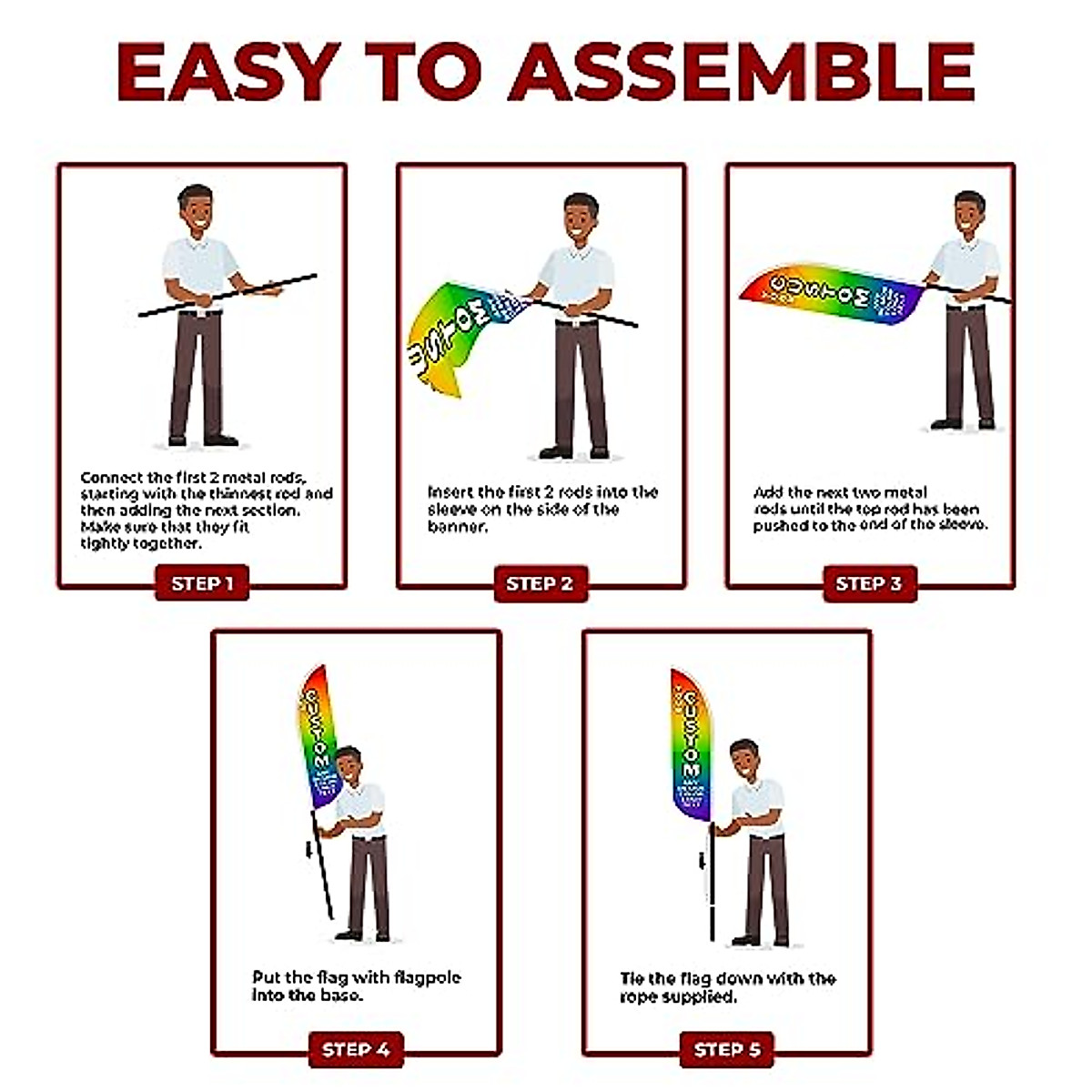 For Rent Sign feather flag for Outdoor by Mavis Printing | 11.5 FEET Long Polyester Outdoor Banner Flag for Easy Hang | HD Print Swooper I Flag Only to Advertise Real Estate BusinessI Flag Only