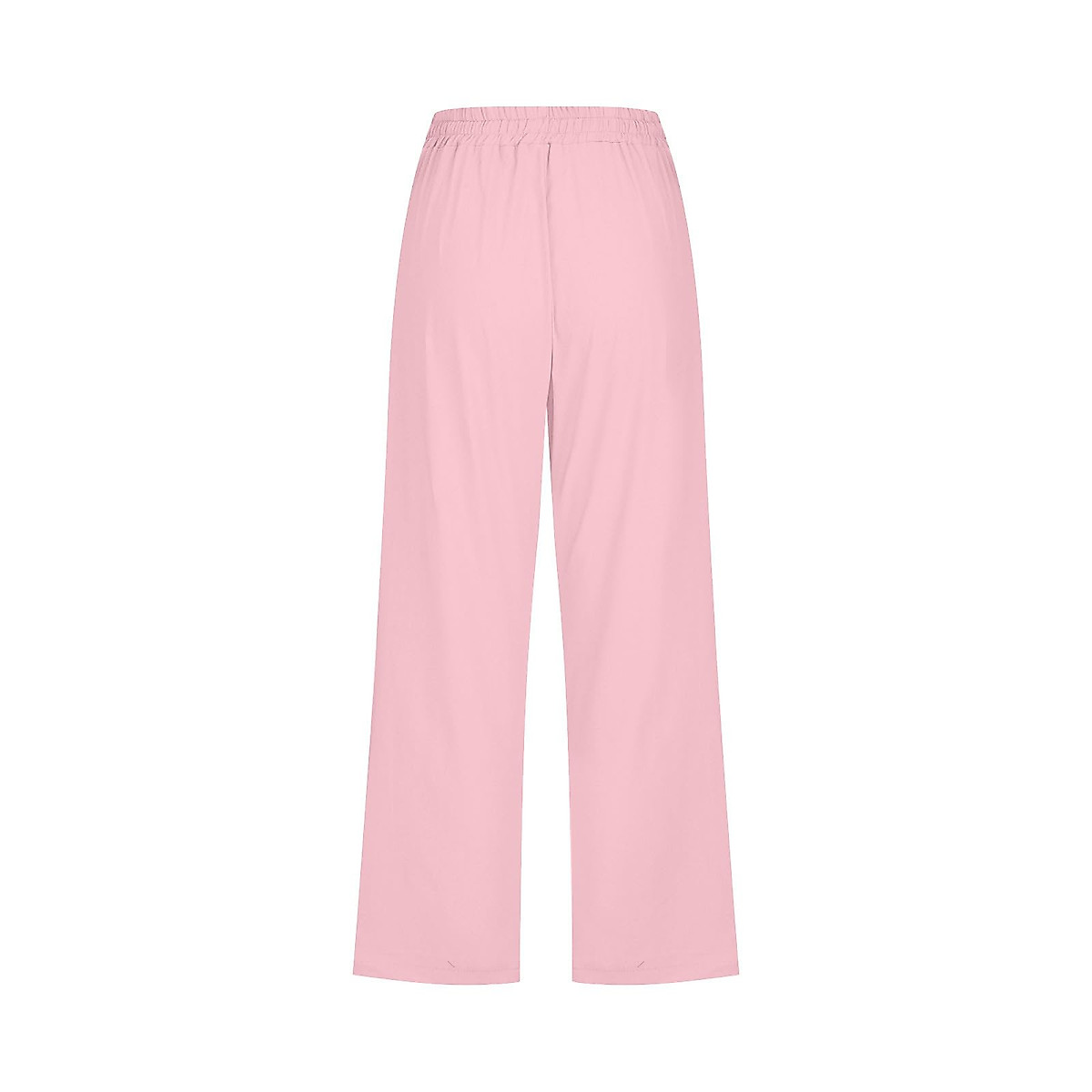 Pants Women Women's Summer Beach Pants Drawstring Elastic Waist Solid Trousers Slacks Cotton Linen Capri Pants Plus Size Relaxed Fit Pink XL