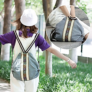 Goodhan Women Canvas Backpack Daypack Casual Shoulder Bag, Vintage Heavy-duty Anti-theft Travel Backpack (Blue Grey)