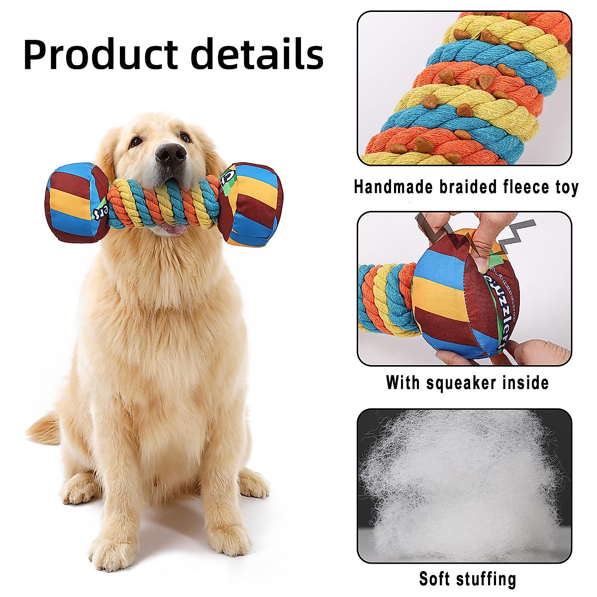 Duuclume Tough Dog Chew Toy for Aggressive Chewers, Squeaky Dumbbell Toy for Indoor Outdoor Playing, Indestructible Interactive Dog Toys for Small Medium Large Dogs Grind & Clean Teeth