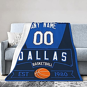 Custom Throw Blankets for Bed Personalized Basketball City Fans Gift Winter Summer Fleece Blanket Name and Number, 30"x40", 50"x60"