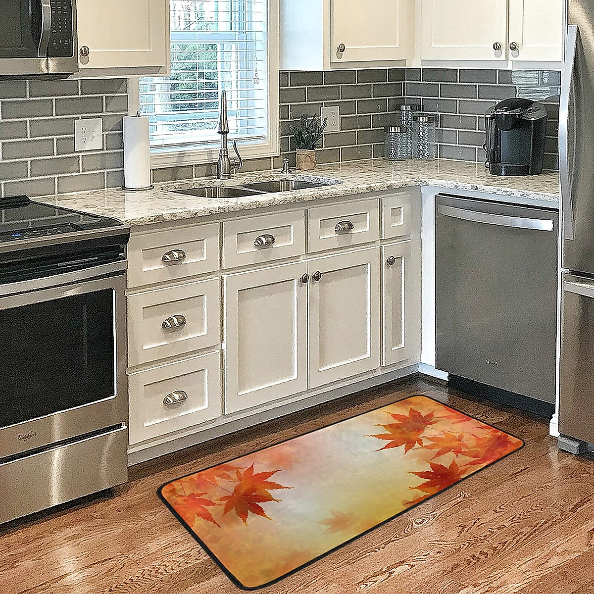 Thanksgiving Day Rugs Thanksgiving Autumn Leaves Golden Maple Rugs for Kitchen Bathroom Christmas Decorative Doormat Small Carpet Mat 39 x 20 inch