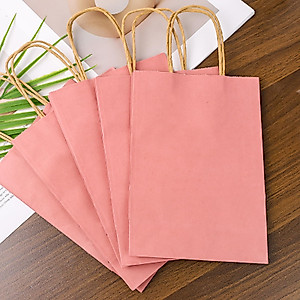 JOHOUSE 32PCS Pink Paper Bags with Handle, Party Favor Bags Gift Bags with Handles for Proposal Girl Birthday Goodie Bags 5.5" x 2.8" x 7.9"