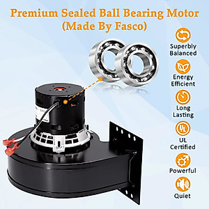 Criditpid Replacement PU-4C442 Convection Blower Fan for Englander 25-PDVC, 55-SHP10 Pellet Stoves, With Housing & Gasket.