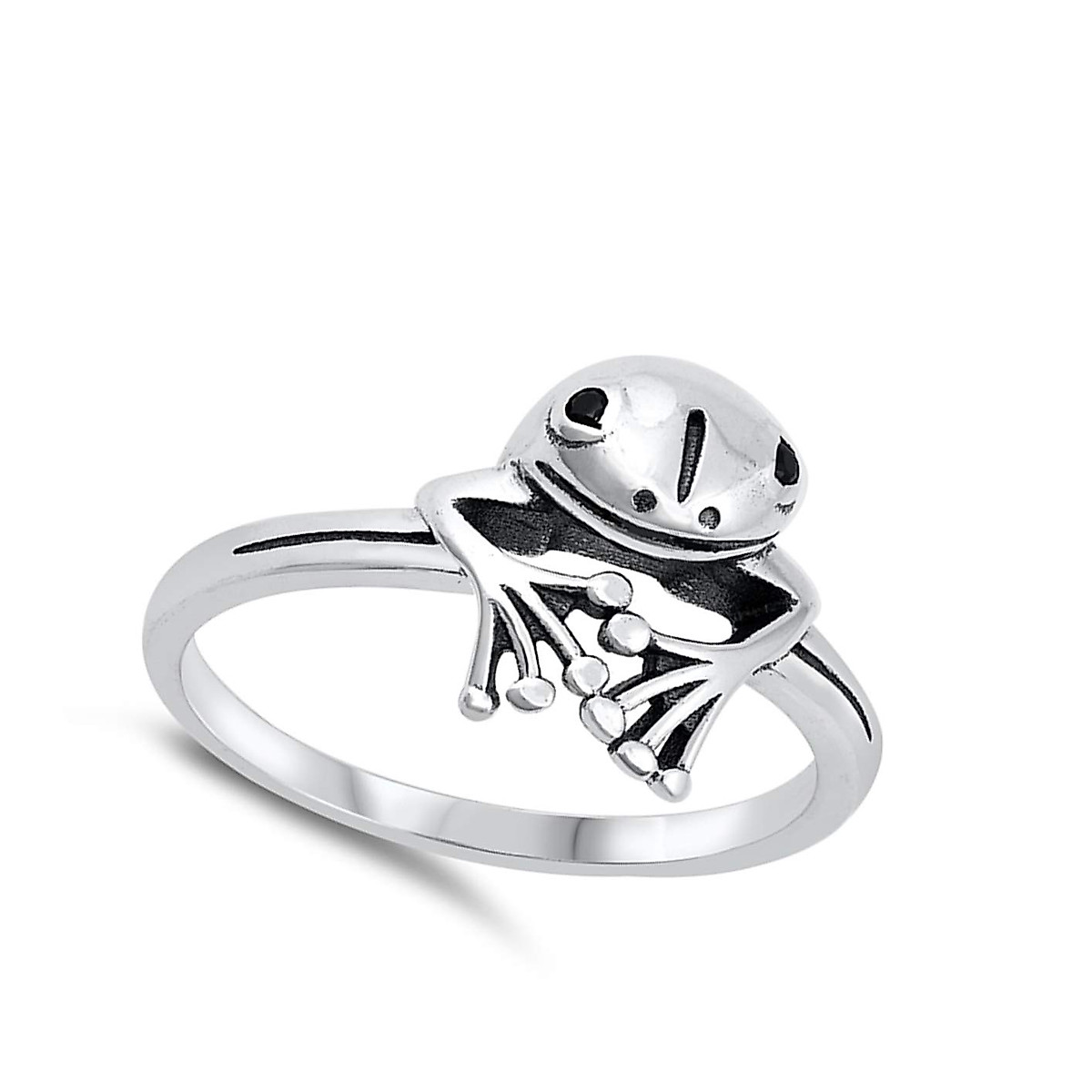Wholesale Cute Smiling Treefrog Animal Frog Ring New .925 Sterling Silver Band Size 6