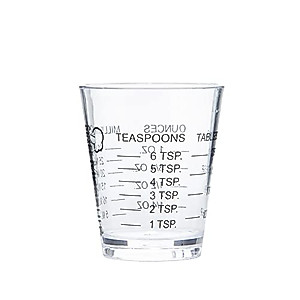 Chef Craft Classic Plastic Shot Glass Measurer, 1 ounce teaspoon/tablespoon, Clear