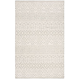 SAFAVIEH Blossom Collection 4' x 6' Silver / Ivory BLM113G Handmade Premium Wool Area Rug