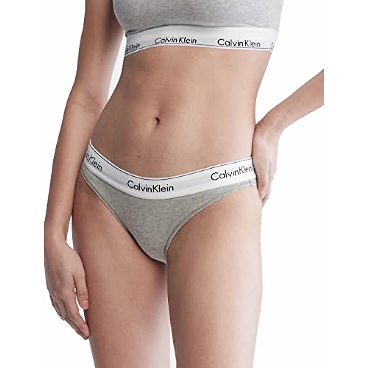 Calvin Klein Women's Modern Cotton Stretch Bikini Panty, Grey Heather, Large