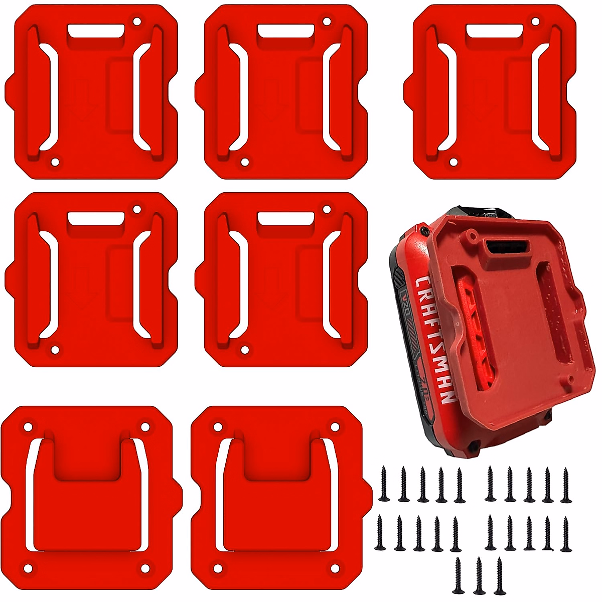 SZWJT-LV 5 Pack Battery Holder for Craftsman 20V Battery Mounts Dock Holder (w/10 Screws, No Battery) and 2 Pack Tools Drill Mount Holder Fit for V20 Craftsman 20V Li-ion Drill((No Tool)