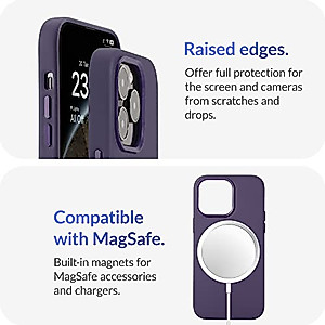 LONLI Classic - (for iPhone 14 Pro Max) - European Nappa Leather Case - Smoothen and Soften Over Time - Compatible with Magsafe - Deep Purple
