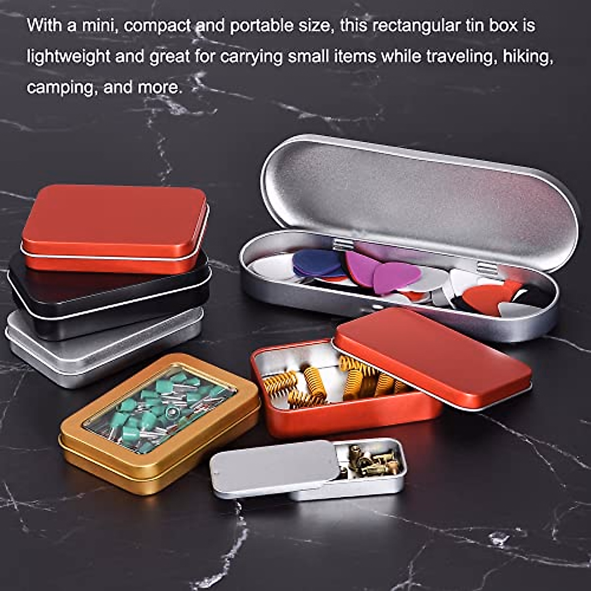 uxcell Metal Tin Box, 4pcs 4.21" x 2.87" x 2.36" Rectangular Empty Tinplate Storage Containers with Lids, Silver Tone