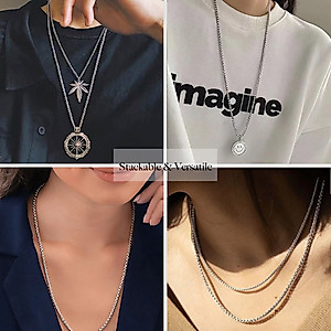 nometo 925 Sterling Silver Necklace, 2.5mm Box Chain, Unisex, 16-30 Inches, Lobster Claw Clasp, Italian Craftsmanship