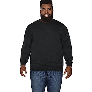 Fruit of the Loom Men's Moisture Wicking Eversoft Fleece Sweatshirt, Black Heather, X-Large