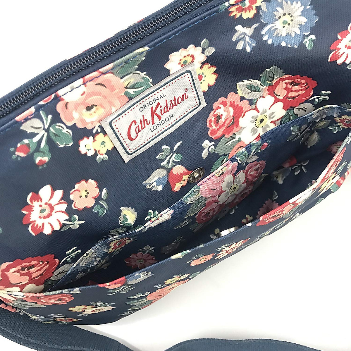 Cath Kidston Matt Oilcloth The All Day Bag Crossbody Handbag Forest Bunch Colour Navy