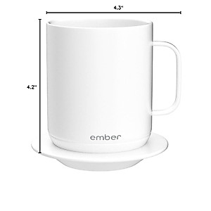 Ember Temperature Control Smart Mug, 10 Ounce, 1-hr Battery Life, White - App Controlled Heated Coffee Mug