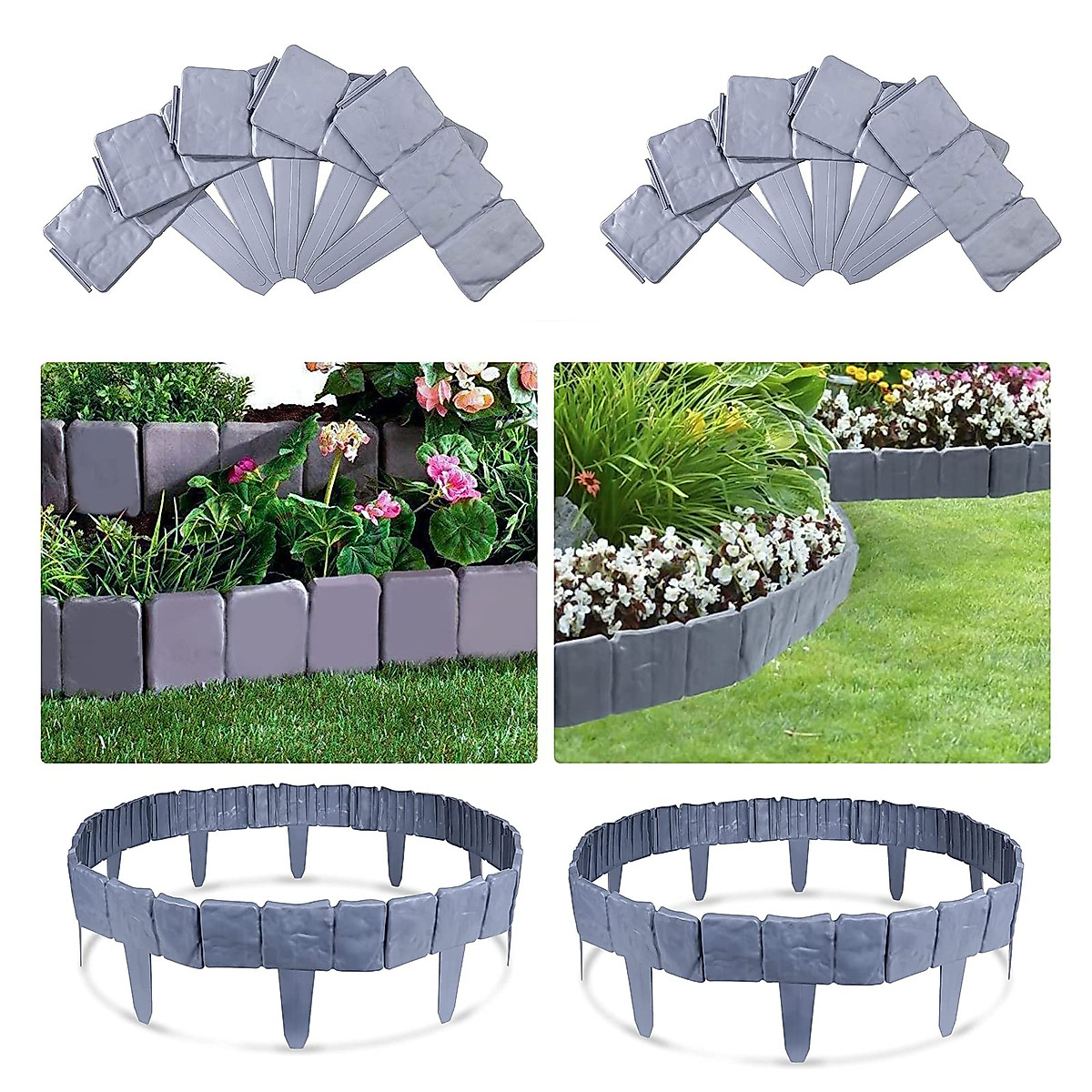 Garden Fence,Garden Edging,Landscape Edging,for DIY Decorative Patios Lawn Paths Landscape Walkways Flower Bed Edging (10 PCS)