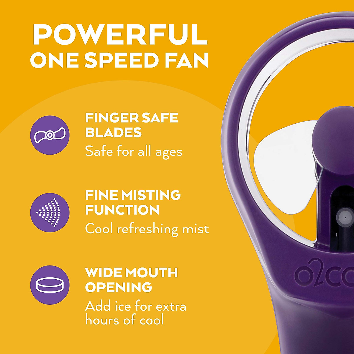 O2COOL Elite Battery Powered Handheld Water Misting Fans (Purple)