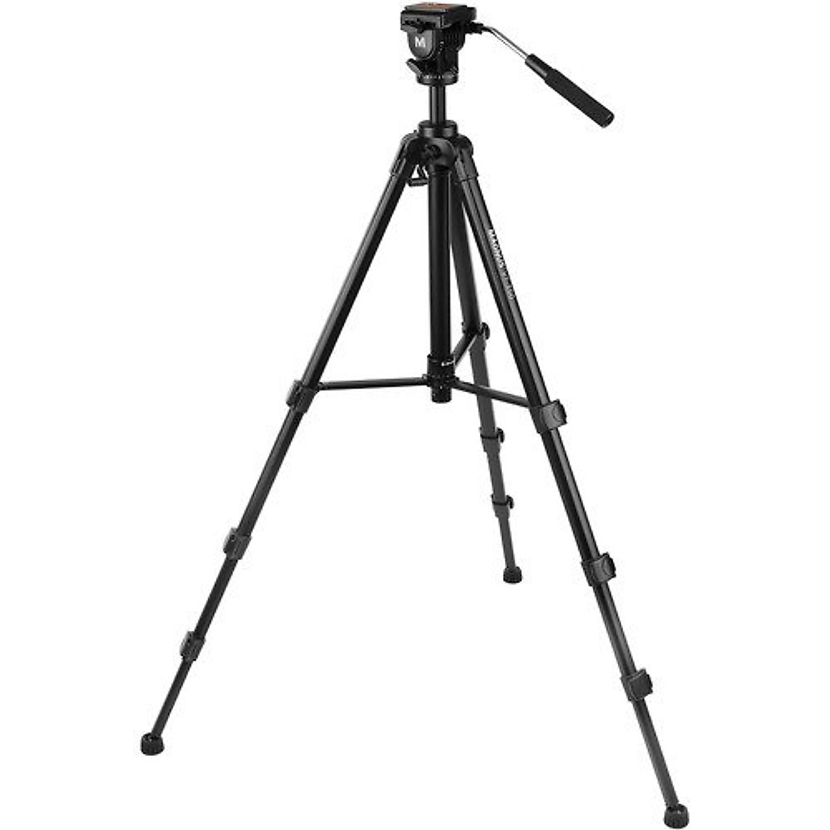 Magnus VT-350, Aluminum Video Tripod System with Fluid Head, Extends to 82”, Max Load 15 lb Mid-Level Spreader, Spiked Feet with Rubber Covers. Plus Quick Release plate, Carry Case with Shoulder Strap