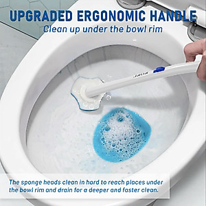 KOKL Disposable Toilet Brush, Toilet Bowl Cleaner Brush with 50PCS Toilet Brush Refills, Toilet Cleaner Refill Pads, Disposable Toilet Bowl Brush and Storage Caddy for Bathroom Cleaning(1-Set)