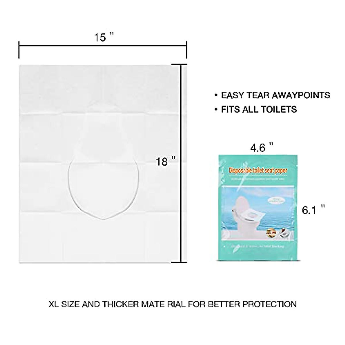 Toilet Seat Covers Disposable, 50-Count Flushable Paper Travel Toilet Seat Covers for Adults and Kids Potty Training, Great Biodegrable Accessories for Public Restrooms, Airplane, Camping