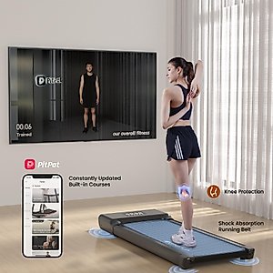 SupeRun Under Desk Treadmill, Walking Pad, Portable Treadmill with Remote & APP Control and LED Display, Quiet Walking Jogging Machine for Office Home Use (Black02)