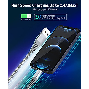 iPhone Charger, [MFi Certified] Lightning Cable 3Pack 8inch Nylon Braided iPhone Charger Cable 2.4A Short USB Fast Charging Data Sync Transfer Cord for iPhone 14 13 12 11 XS XR X 8 7 iPad iPod