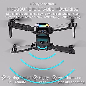 ZZKHGo Mini Drone with Dual 4K HD FPV Camera Remote Control Toys for Boys and Girls with Altitude Hold, Headless Mode, One Key Start Speed, Built-in Battery (Black(Battery*1))