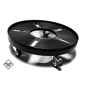 Stack! Co Half Barrel Keg Dolly Universal round with Centered Hole and Locking Caster - 16.25" Diameter