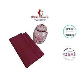 Burgundy Tissue Paper Squares, Bulk 24 Sheets, Premium Gift Wrap and Art Supplies for Birthdays, Holidays, or Presents by Feronia packaging, Large 20 Inch x 30 Inch