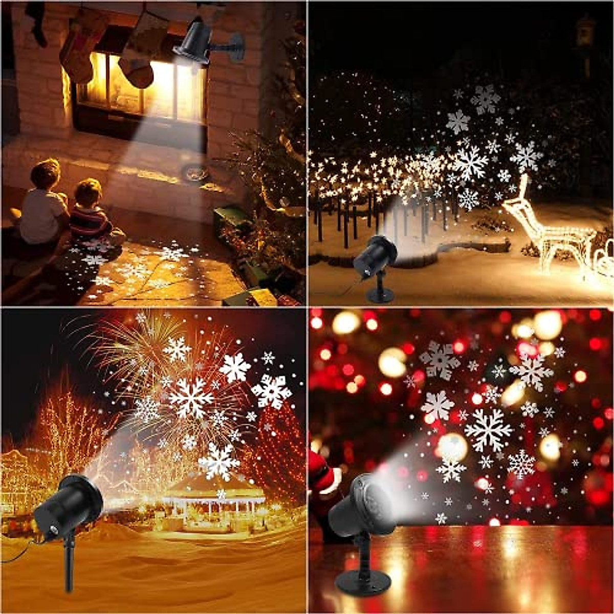 Christmas Clearance White Snowflake Outdoor Projector Light Waterproof with Remote Decorative Snowfall Lighting for Xmas/Party/House
