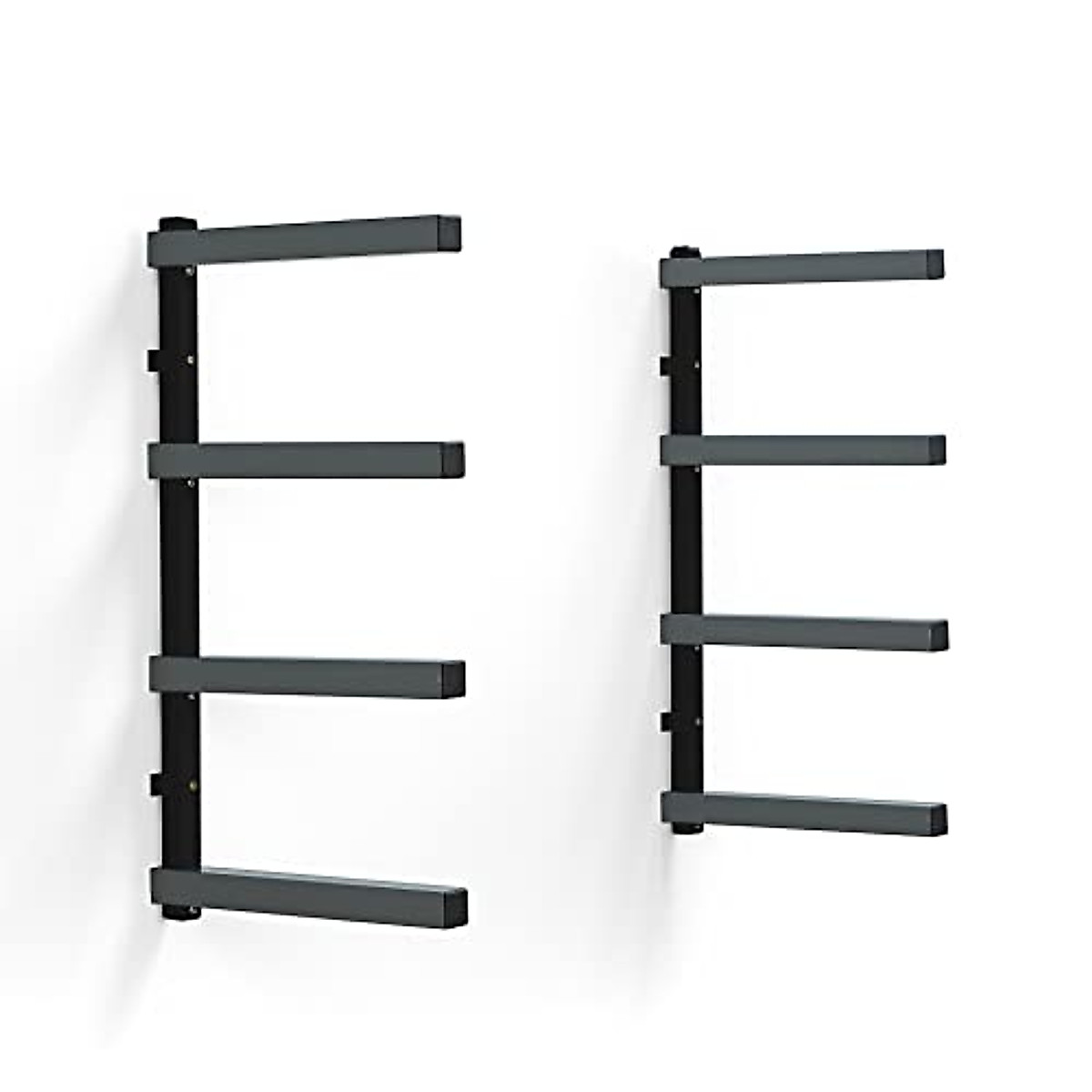 BORA Wood Organizer and Lumber Storage Metal Rack with 4-level Wall Mount - Indoor and Outdoor Use, Black & Gray - PBR-004B