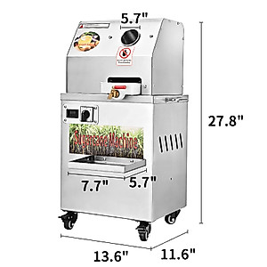 Commercial Electric Sugar Cane Juicer Sugarcane Juicing Extractor 304 Stainless Steel Celery Ginger Sweet Sorghum Press Machine, 110V 350W