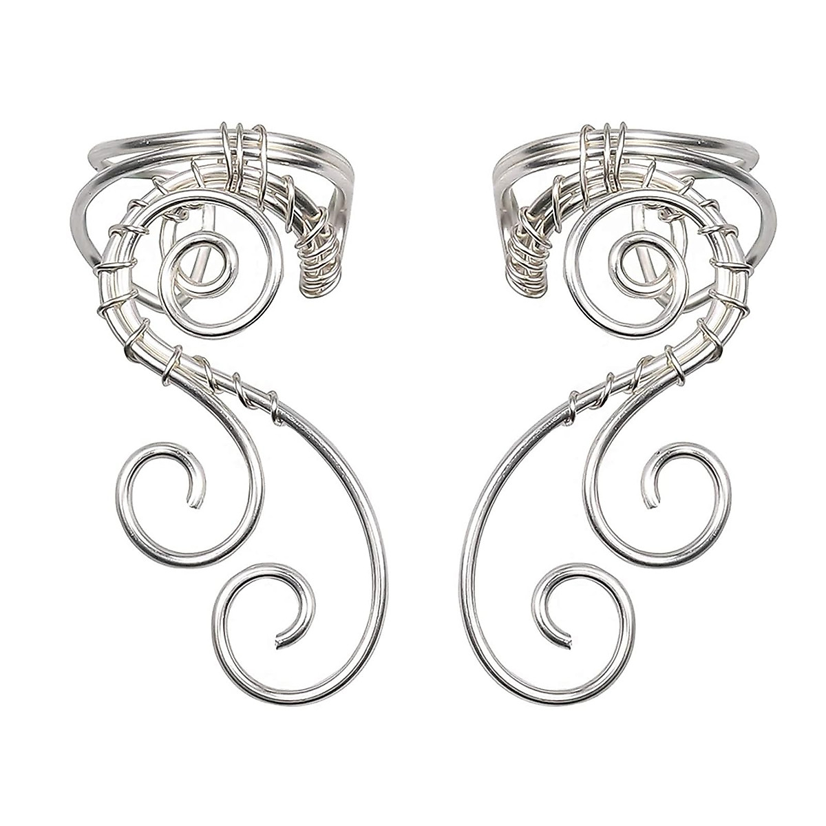 OwMell Non-Piercing Elf Ear Cuffs, Flexible and Durable, Handmade Alloy Metal, Fits Most Earring Sizes