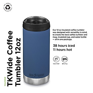 Klean Kanteen 12oz TKWide Insulated Water Bottle with Twist Cap - Real Teal
