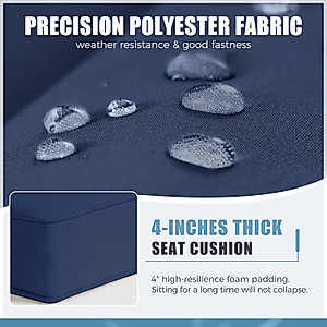 Oakmont Outdoor Replacement Cushions for Patio Conversation Set, Water-Resistant Cushions for Patio Furniture, 14-Piece Cushions for 6-seat Outdoor Sectional Sofa (Dark Blue)