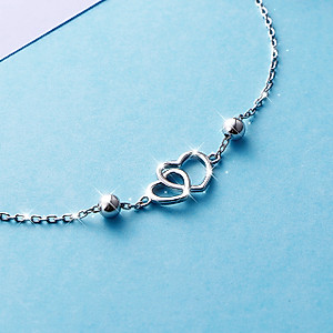 DAOCHONG Heart Anklet for Women S925 Sterling Silver Adjustable Foot Ankle Bracelet Jewelry